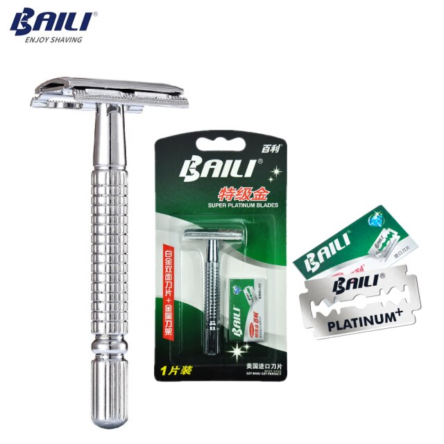 BAILI Manual Safety Razor Silver Classic 3 Piece D... – Grandado