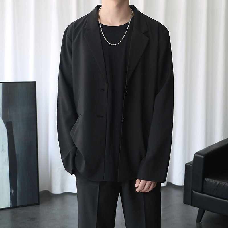 Men Spring Atumn Thin Casual Loose Blazer High Sch... – Grandado