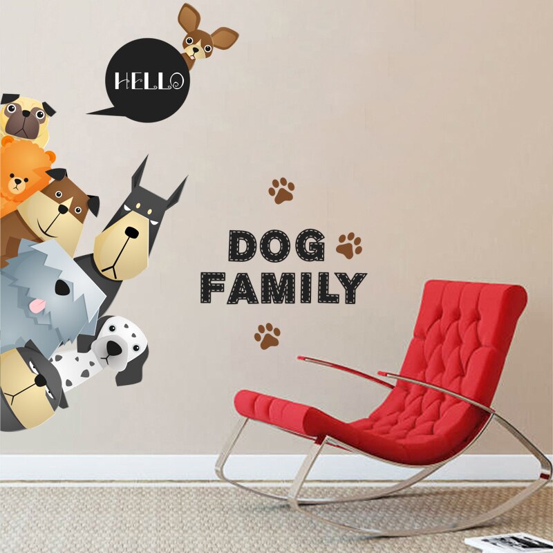 cartoon dogs family wall stickers for kids rooms c... – Vicedeal