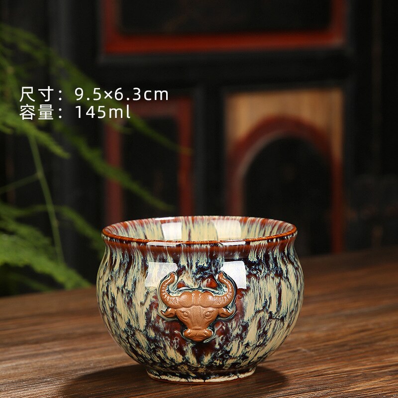 Ceramic Fambe Cow Head Jian Zhan Teacup Kung Fu Te... – Grandado