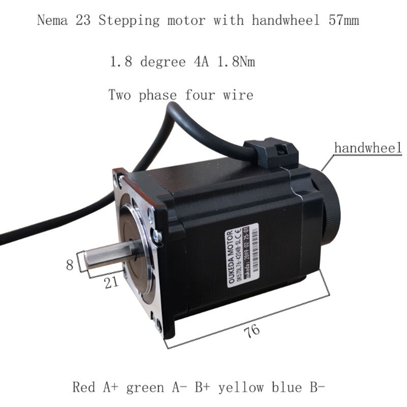 NEMA 23 stappenmotor met handwiel 76mm lange 1.8Nm... – Vicedeal