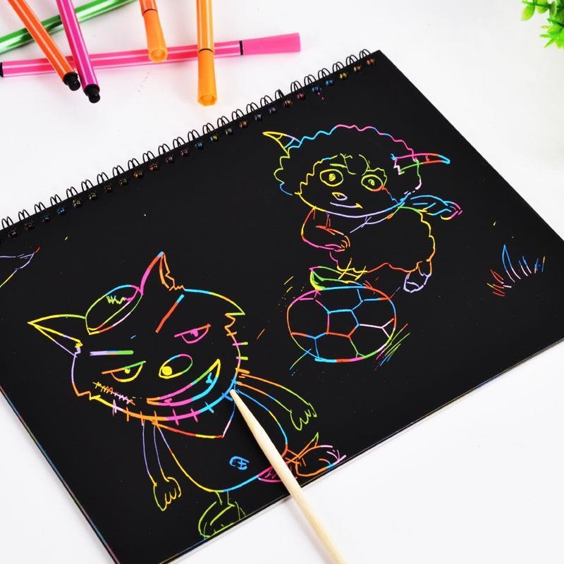 Magic Scratch Art Doodle Drawing Board Notebook DI... – Vicedeal