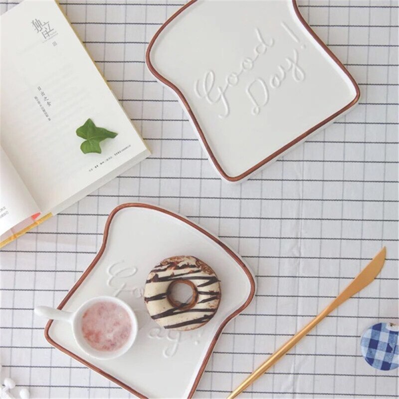 Toast dinner plates snack tray ceramic plates brea... – Vicedeal