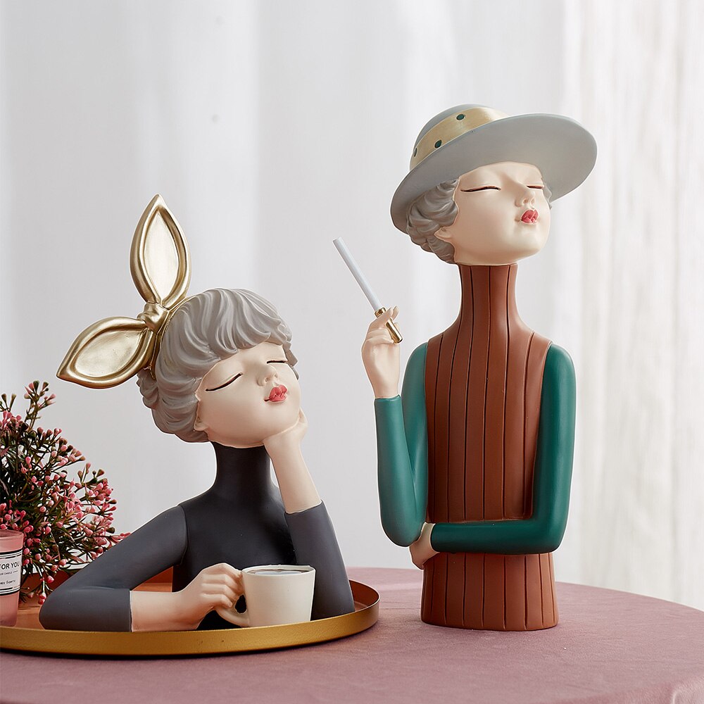 Moden Gorgeous Girl Resin Art Statue Fairy Accesso... – Grandado