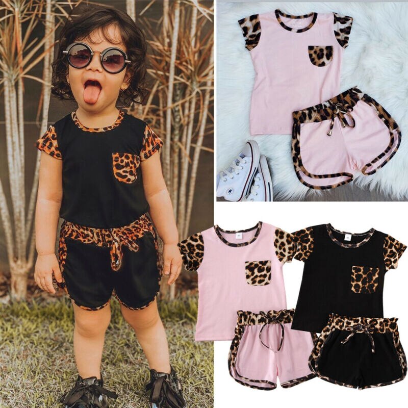 Toddler Kids Baby Girl Casual Leopard Outfits Tops... – Vicedeal