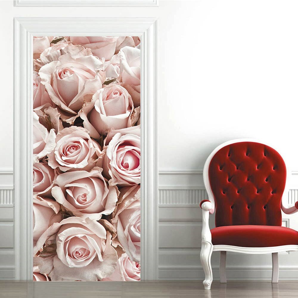 Rose Bloem Home Decoratie Deur Stickers Licht Kleu... – Vicedeal