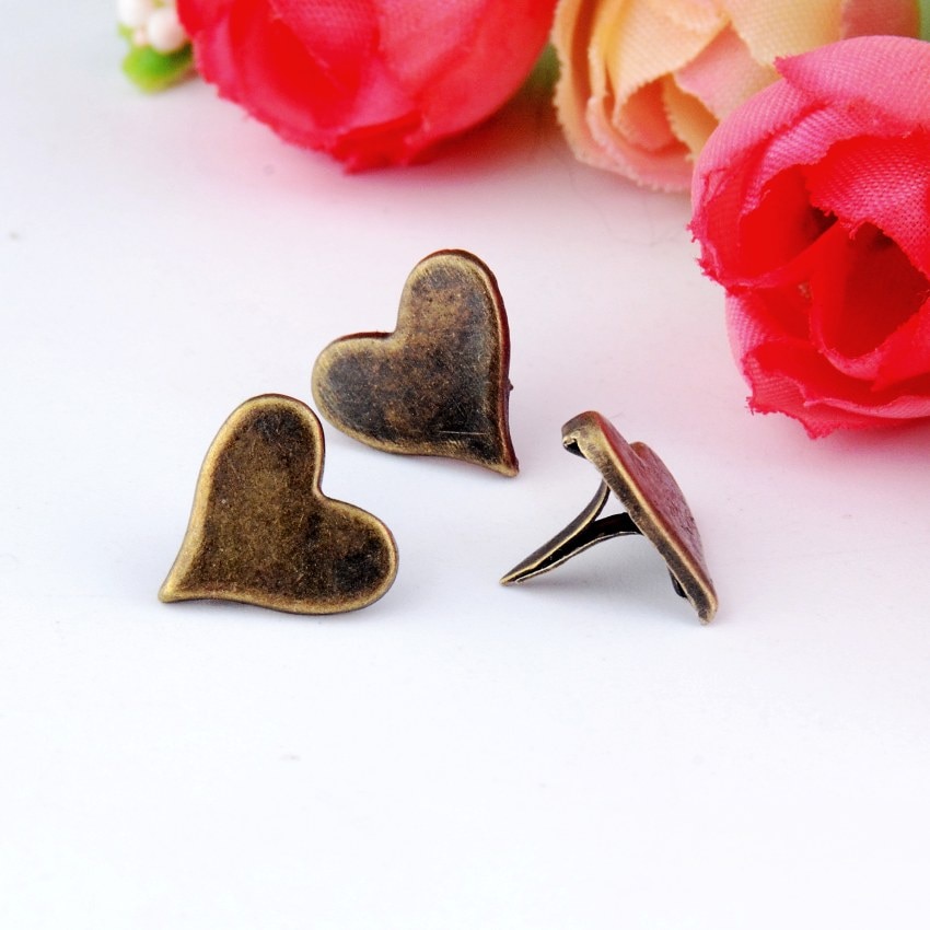 -50 stk bronze pastel hjerte brads scrapbog udsmyk... – Grandado