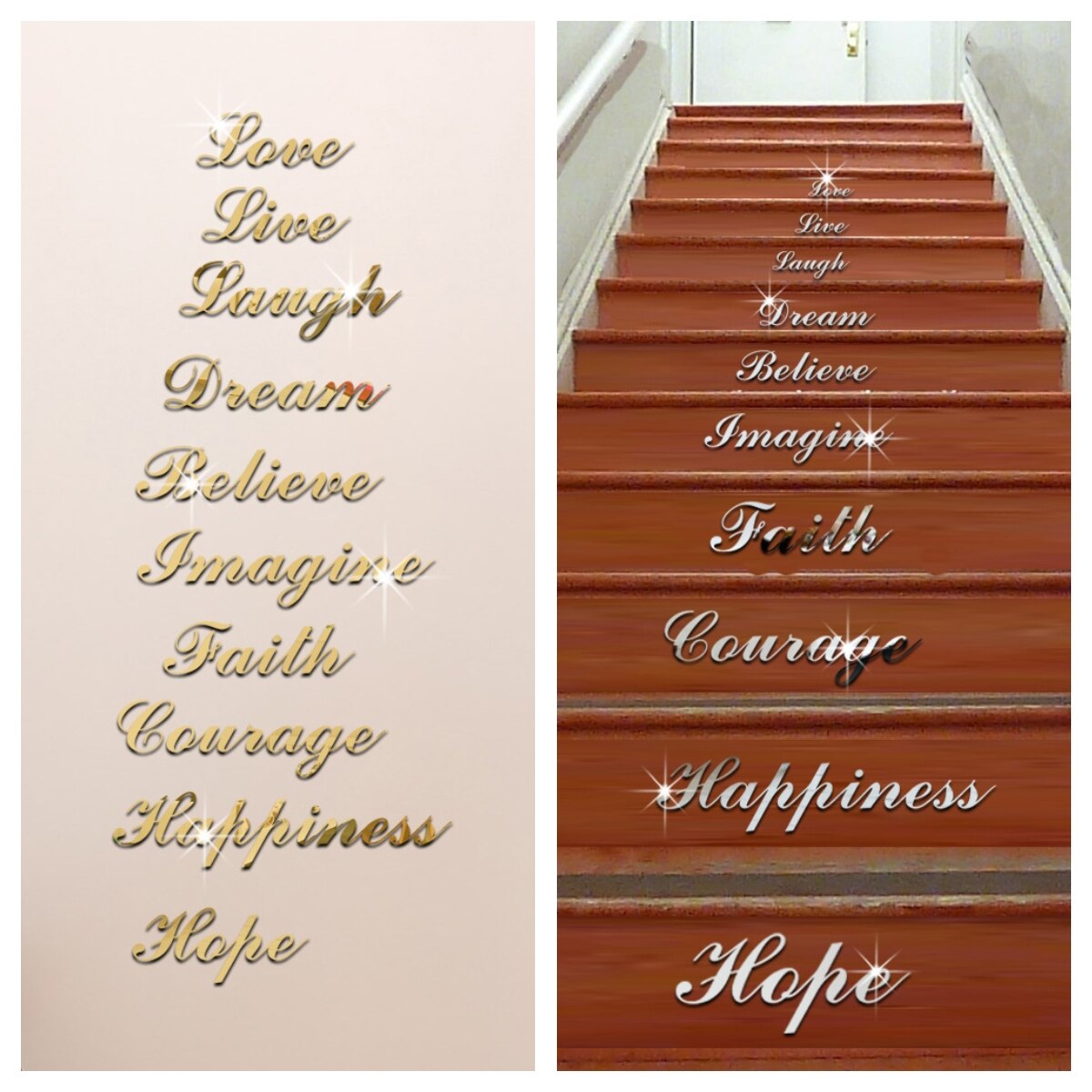 Modern Silver Mirror Stair Sticker Gold Self-Adhes... – Vicedeal