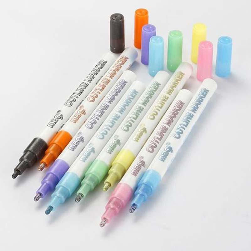 8-Color Super Squiggle Shimmer Markers Double Line... – Grandado