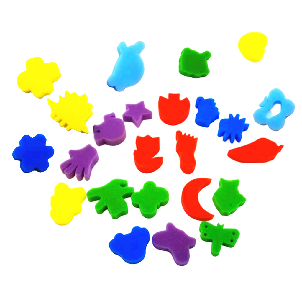 24x Multicolor Mixed Paint Sponges Art Supplies Gr... – Grandado