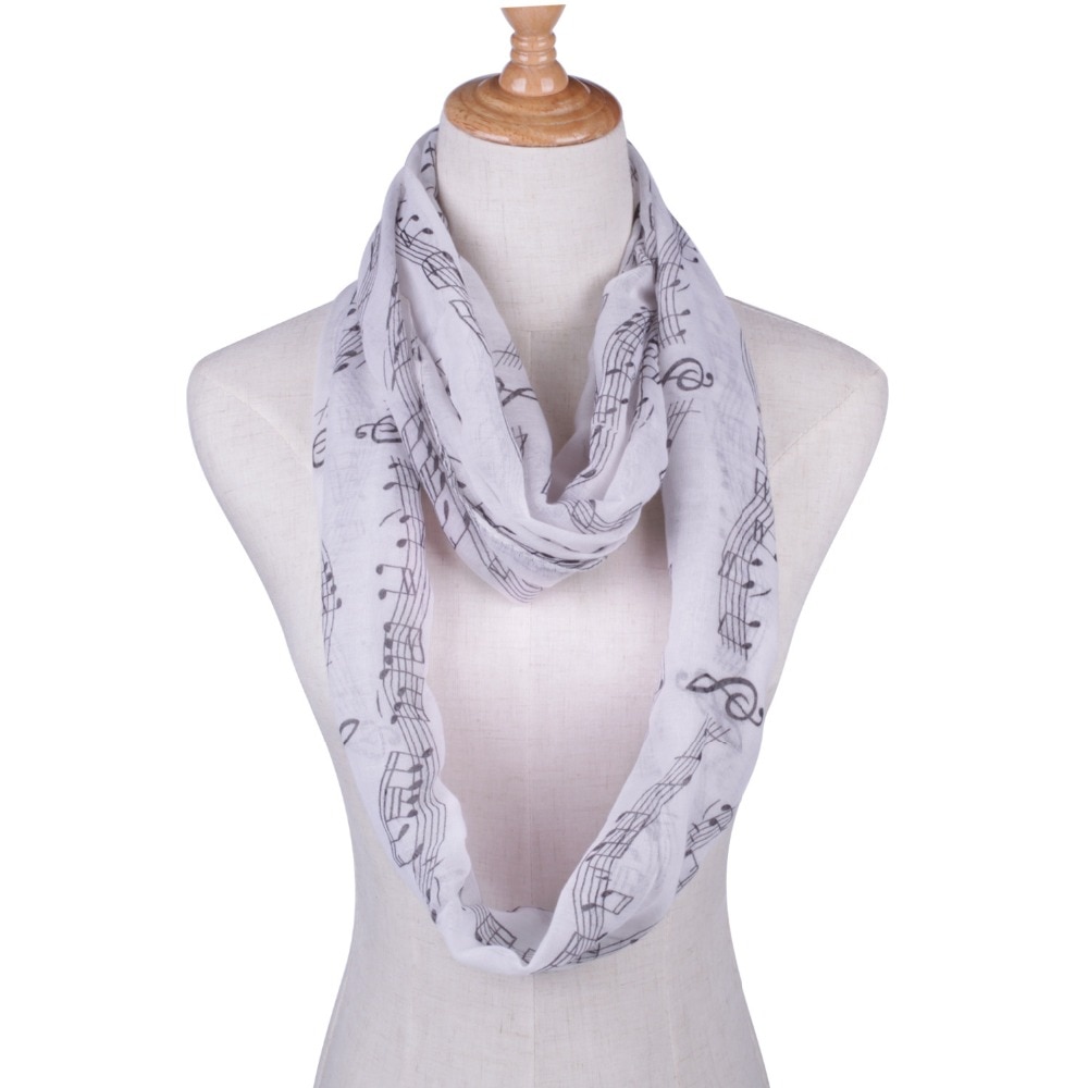 Music Note Print Infinity Scarf Women Ladies Snood... – Vicedeal