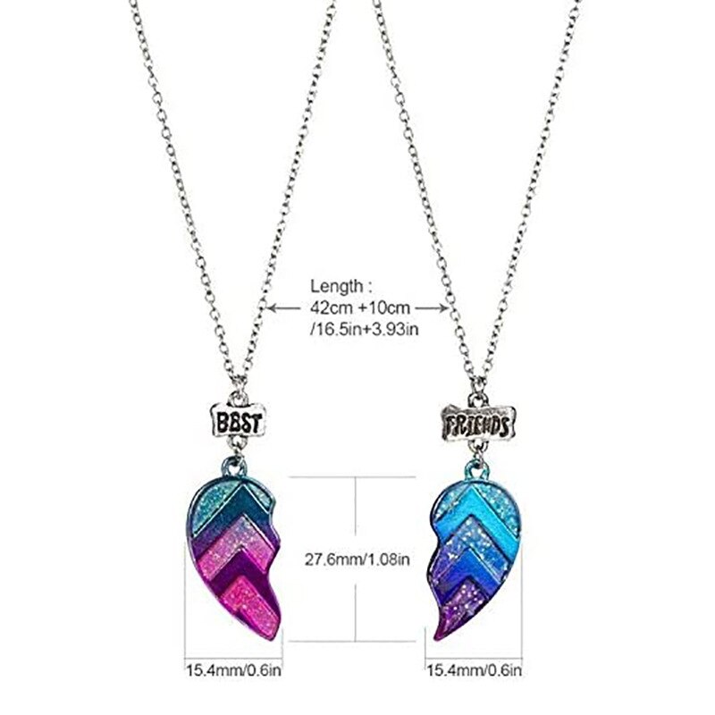 2PCS/Set Pink Blue Sequin Stitching Heart Broken B... – Grandado