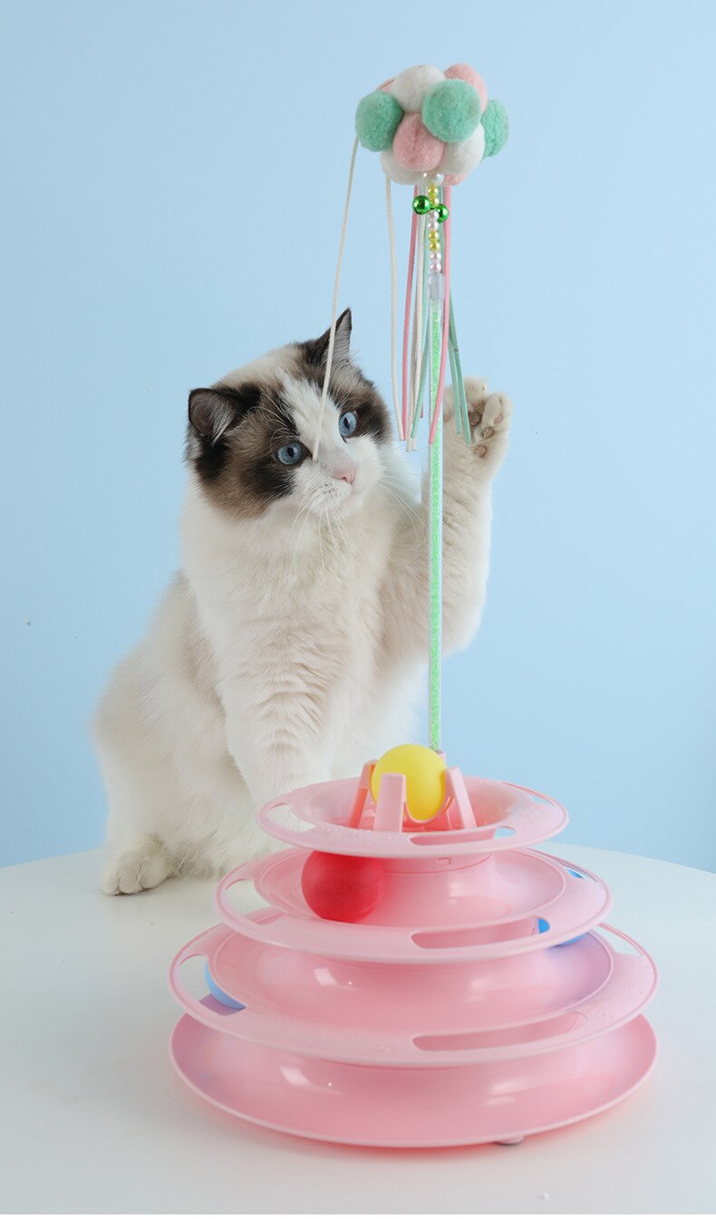 Candy Color Four Cats Turntable Funny Cat Toy Tunn... – Grandado