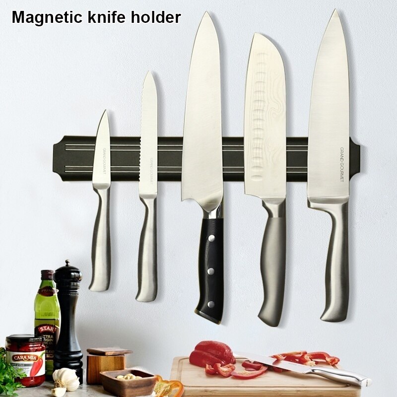 Magnetisk knivholder vægbeslag sort abs metal kniv... – Vicedeal