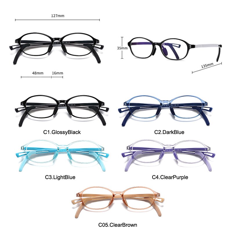 Round Blue Light Kids Glasses Optical Frame Childr... – Vicedeal