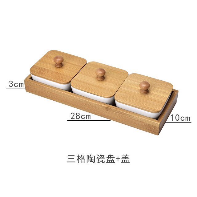 Japanese-style Ceramic Wooden Food Storage Tray Ho... – Vicedeal