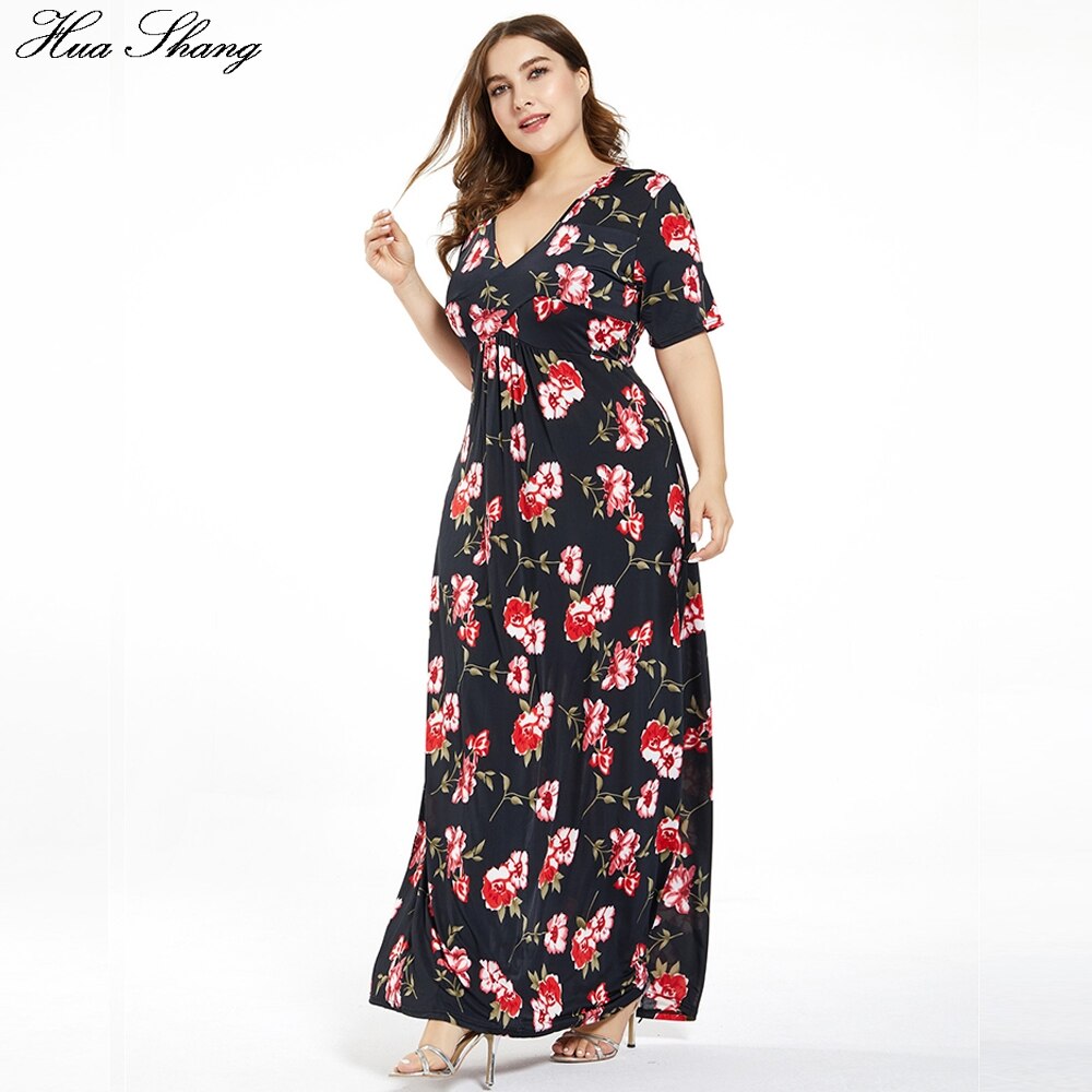 7XL Plus Size Casual Dress Women Summer V Neck Sho... – Grandado