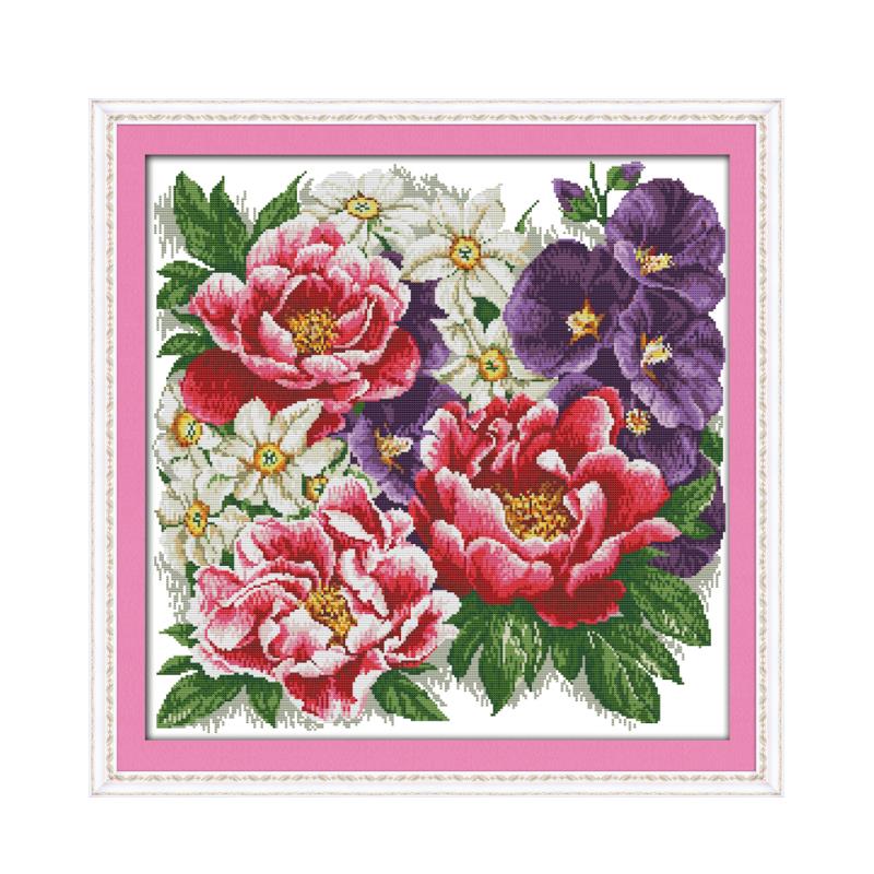 A bunch of vigorous flowers cross stitch kit flowe... – Grandado