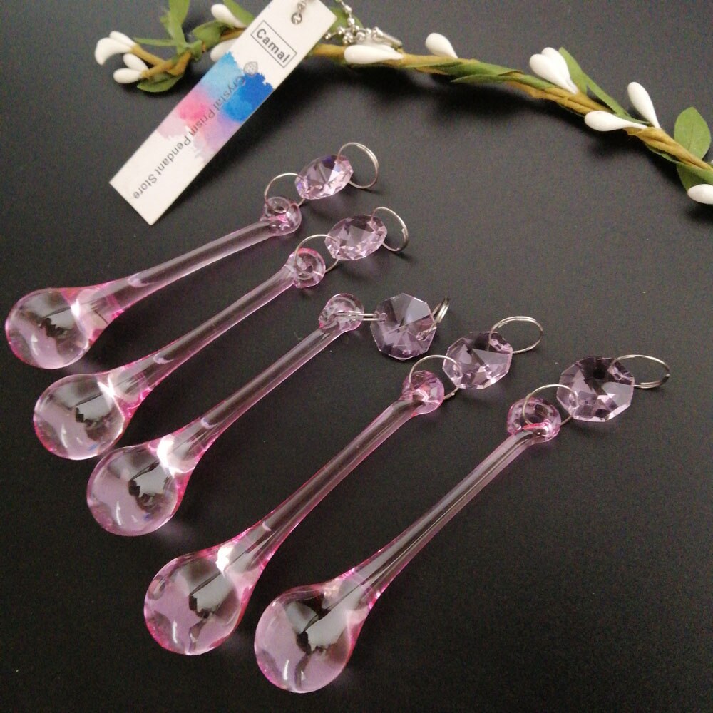 Camal 5pcs 105mm Pink Raindrop 80mm Crystal Pendan... – Grandado