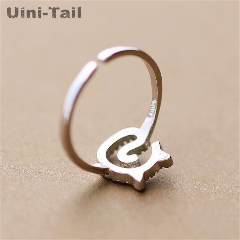 Uini-Tail 925 sterling silver cute cat micro inlay... – Vicedeal