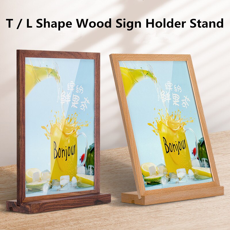 A6 Wooden Acrylic Sign Holder Stand Restaurant Tab... – Grandado