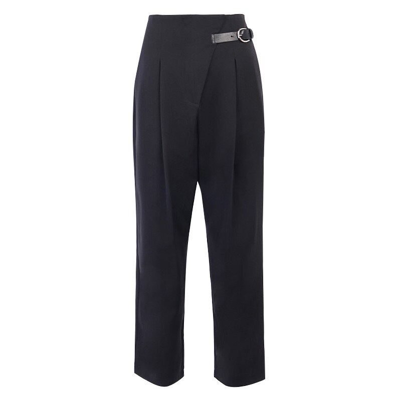 Instahot Zwart Casual Straight Pak Broek Vrouwen H... – Grandado