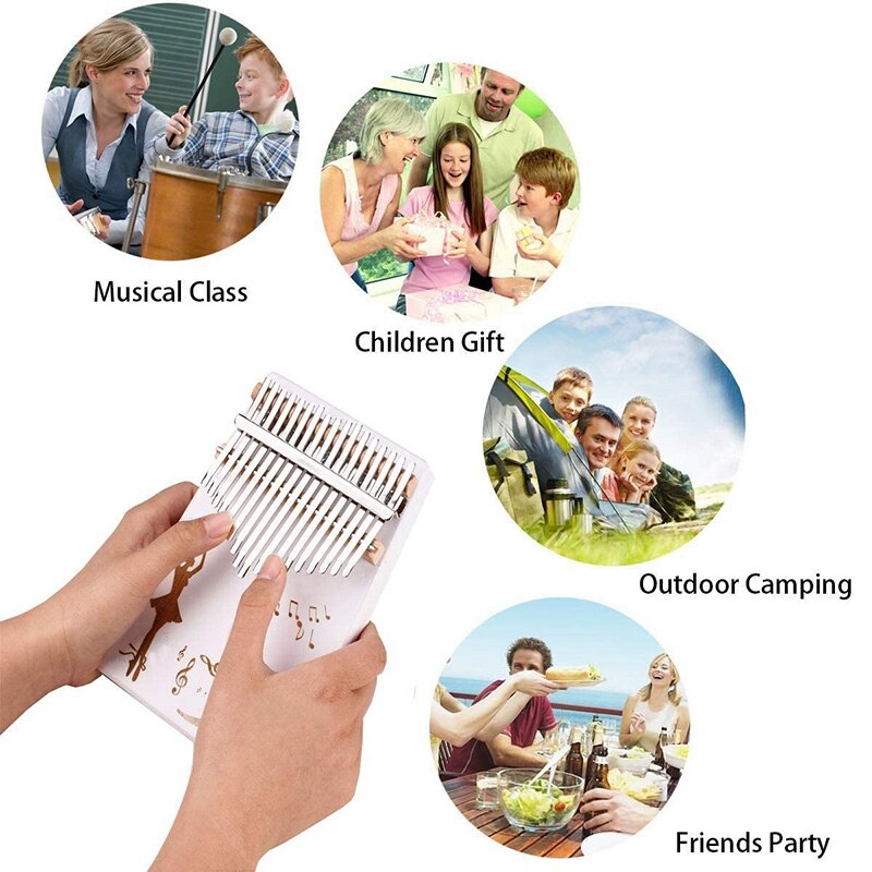 Kalimba 17 Keys Thumb Pianos Portable Musical Instrument for Kids Adult ...