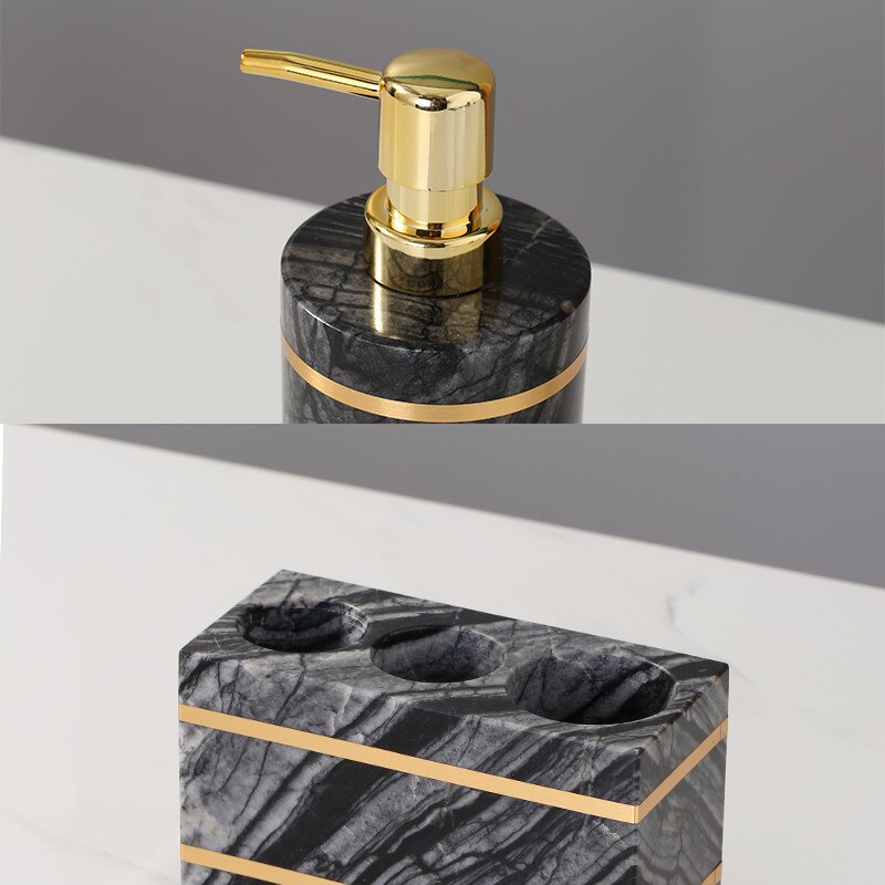 Badkamer Set Marmeren Zeepdispenser Tandenborstelh... – Vicedeal