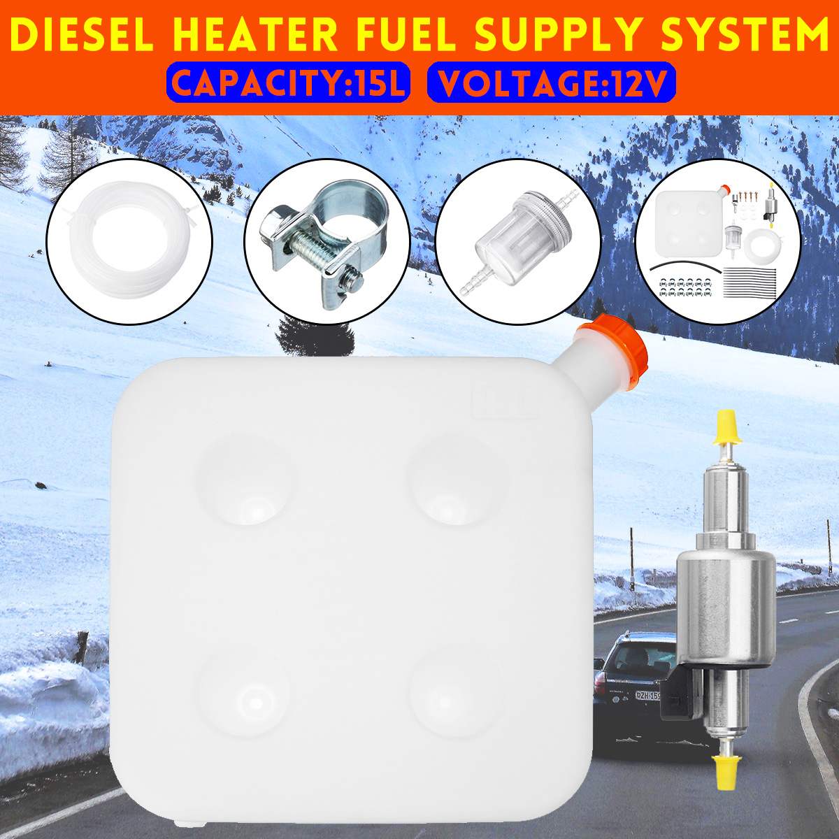 12V Car Heater Accessories 15L Fuel Tank Pump Oil ... – Grandado