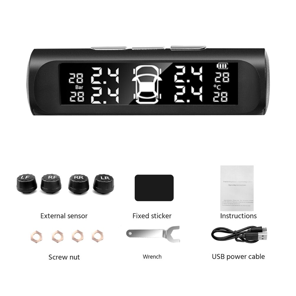 4 External Sensors Car Solar Power TPMS Tire Press... – Vicedeal