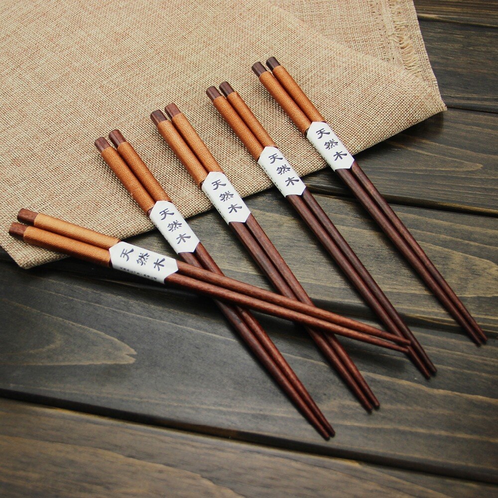 Chopsticks Handmade 5 pairs Natural Wood Lacquer W... – Vicedeal