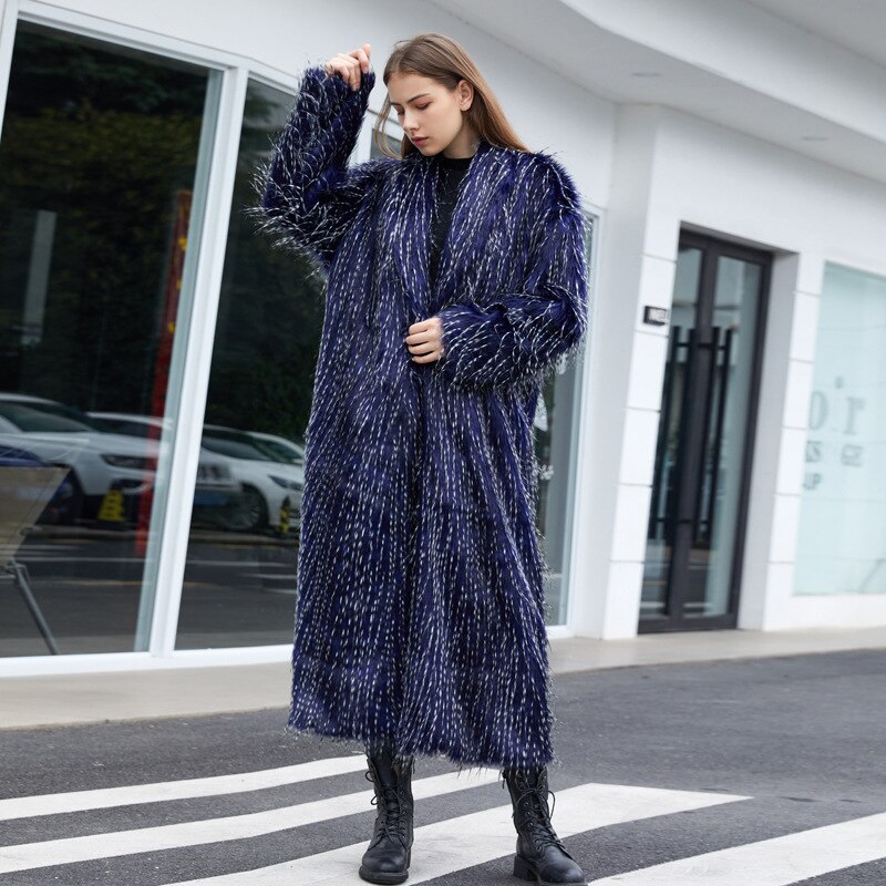 coats and jackets women black fur coat woman winte... – Grandado