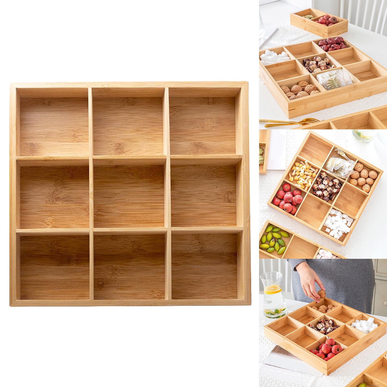 Wood Snack Dry Fruit Serving Tray Platter Nuts Dis... – Vicedeal