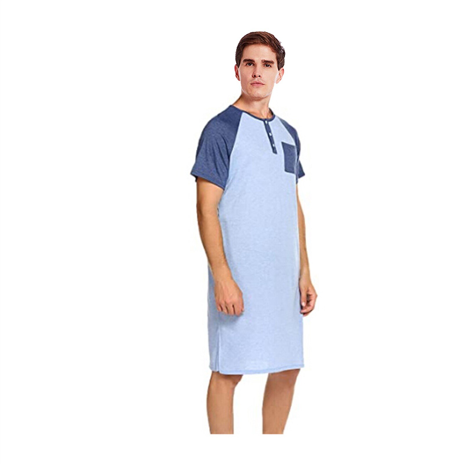 Men Short Sleeve Sleep Robes Vintage Pajamas O Nec... – Vicedeal