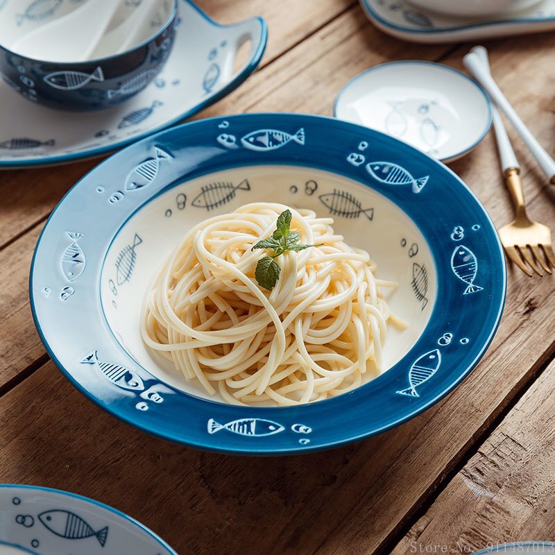 1pc/Cartoon Fish Ceramic Dinner Plate Salad Noodle... – Vicedeal