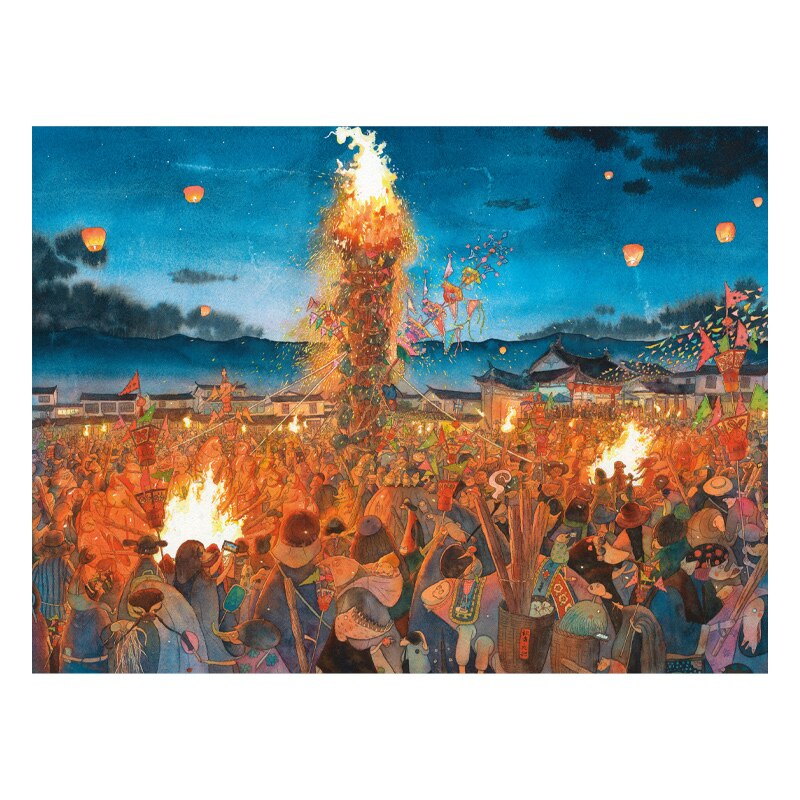 1000pcs Torch Festival Themed Puzzles Exotic Festi... – Grandado