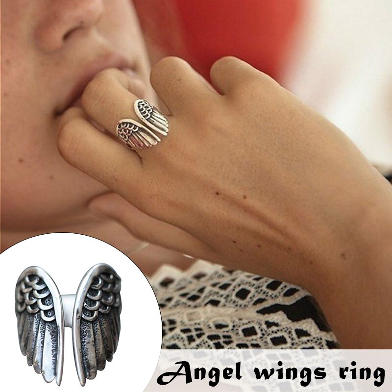 Angel Wings Ring Zilver Verklaring Ring Boho Siera... – Grandado