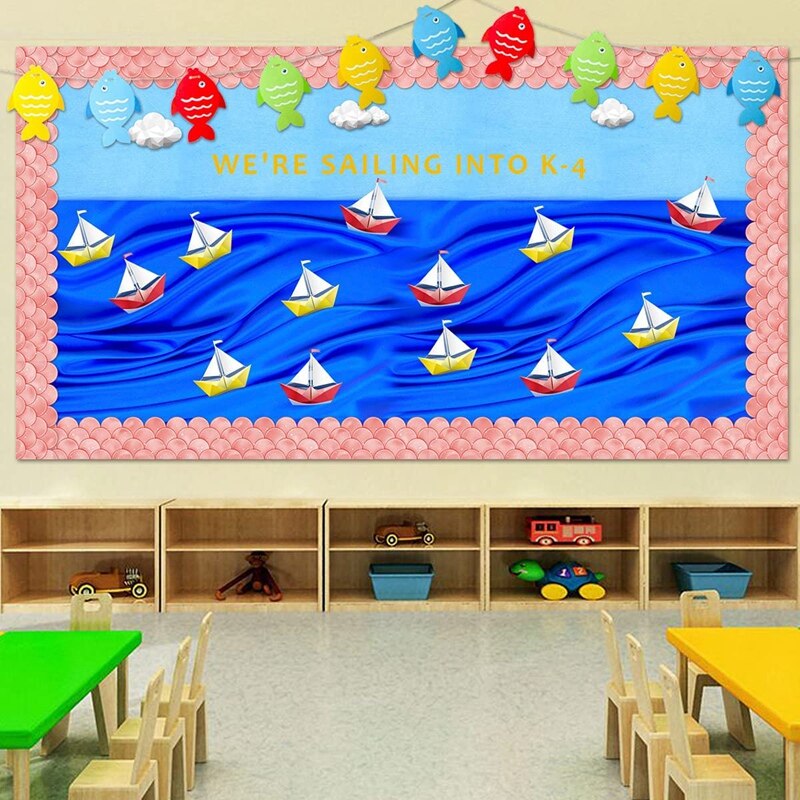 20M Ombre Scallops Bulletin Board Borders Rainbow ... – Grandado