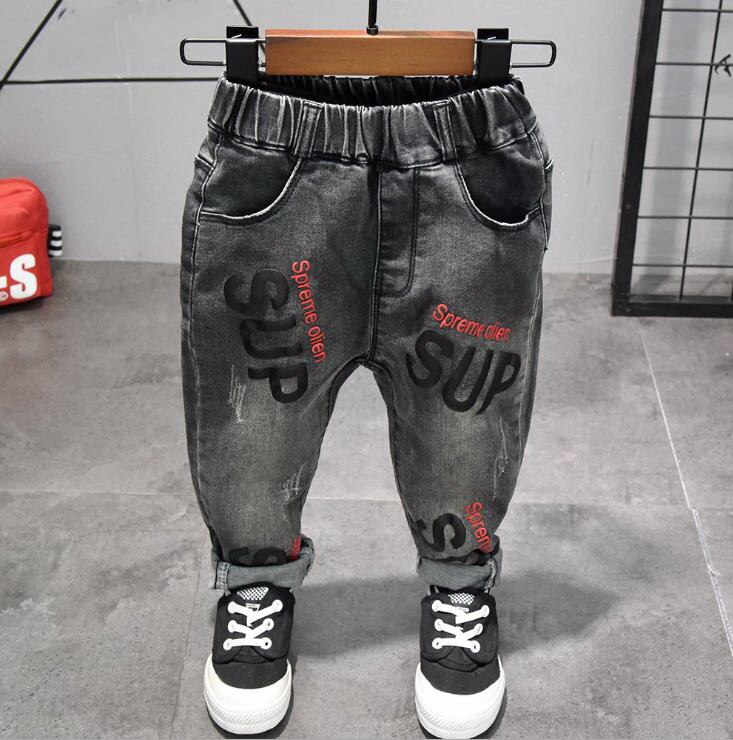 Kinderen Broek Kids Jeans Zwart Alfabet Broek Kind... – Grandado