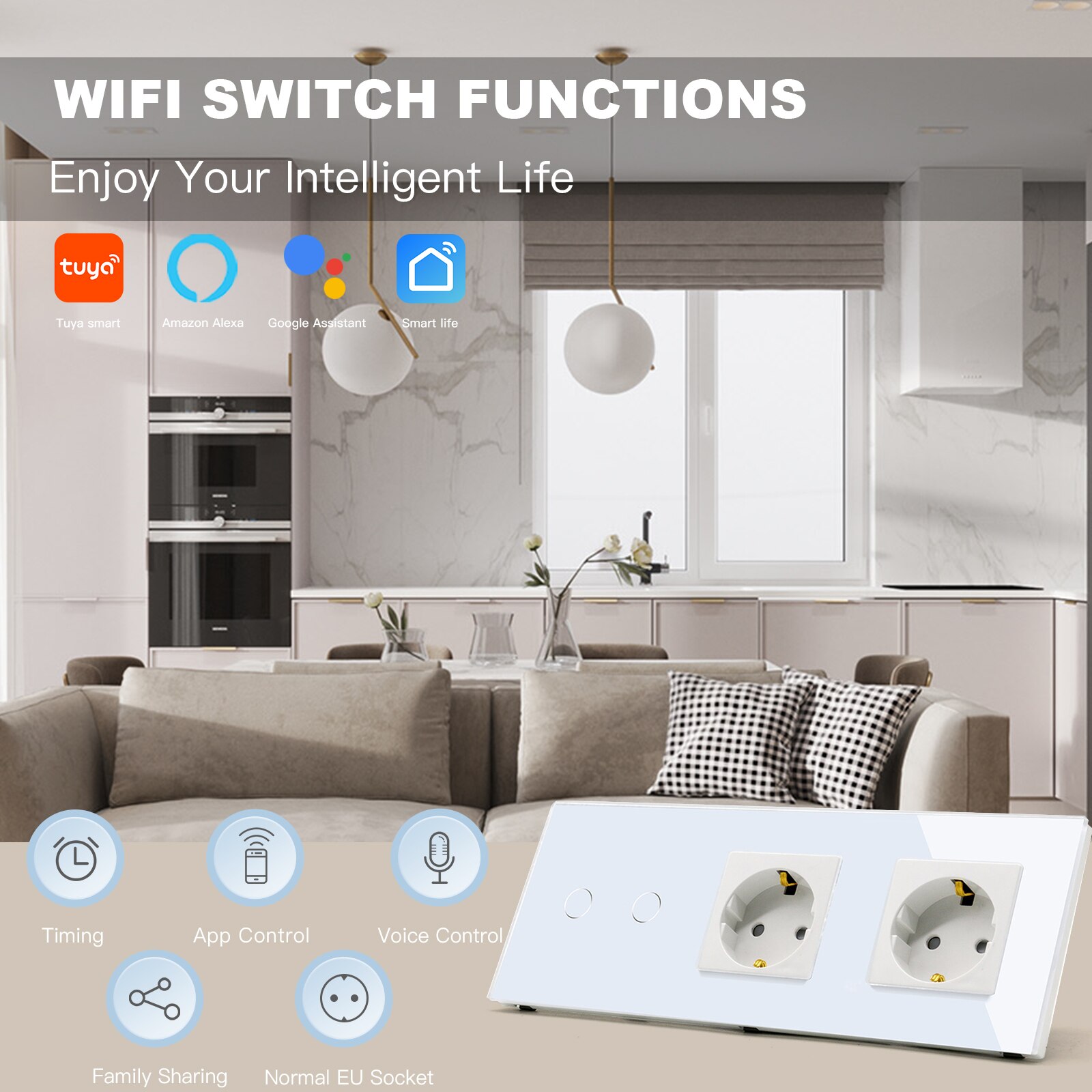 Bseed Wifi Muur Touch Schakelaars Dubbele Eu Stopc... – Vicedeal