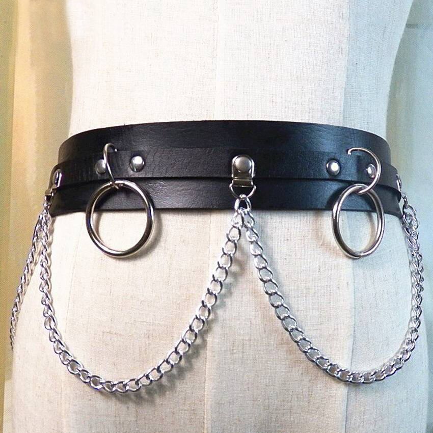 JNKET Punk Hip-Hop Couples Waist Belt Metal Ring C... – Grandado