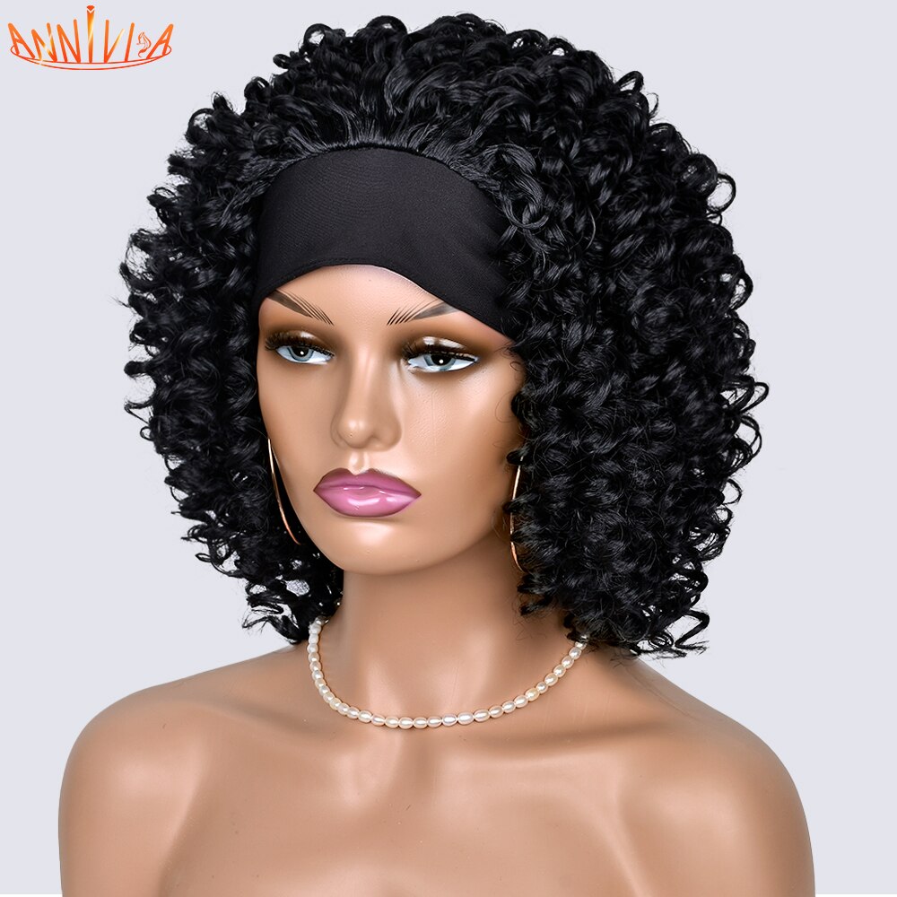 Annivia-peluca con diadema de pelo rizado Afro par... – Grandado