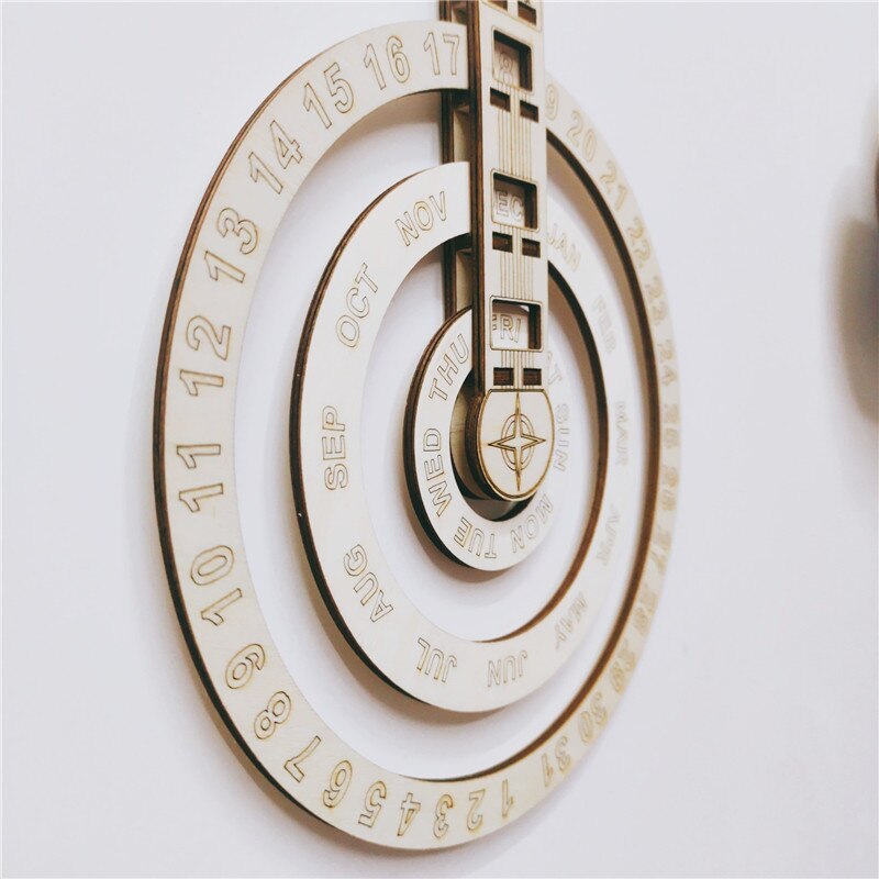 Wooden Wall Calendar Circular Rotating Calendar Pe... – Vicedeal