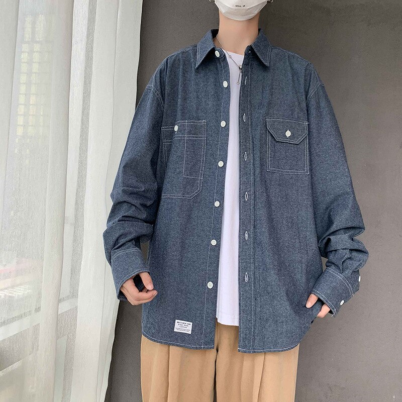 Mannen Oversized Denim Shirts Mannen Oversize Lang... – Grandado