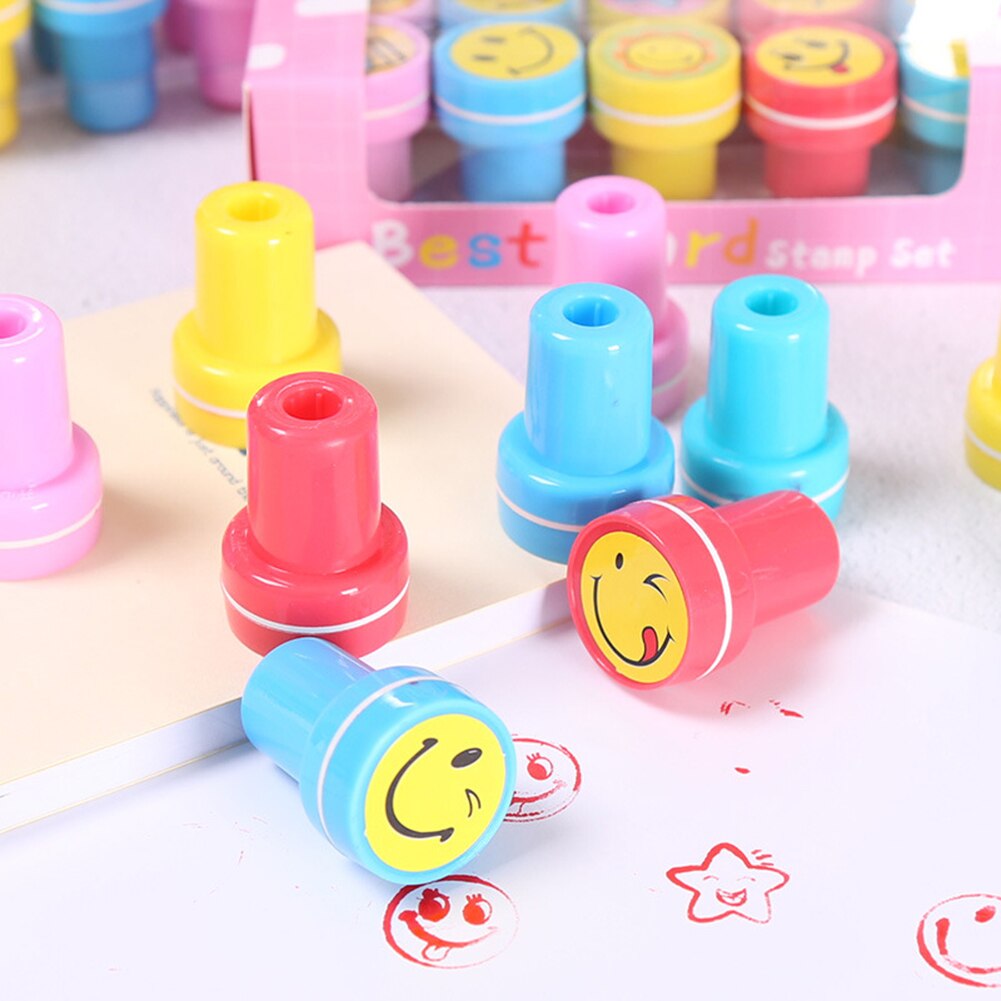 10pcs Cartoon Smile Self Inking Stamp Children Kid... – Grandado