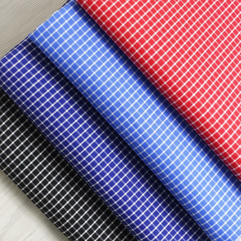 cotton-nylon coloured plaid garment shirt fabric S... – Grandado
