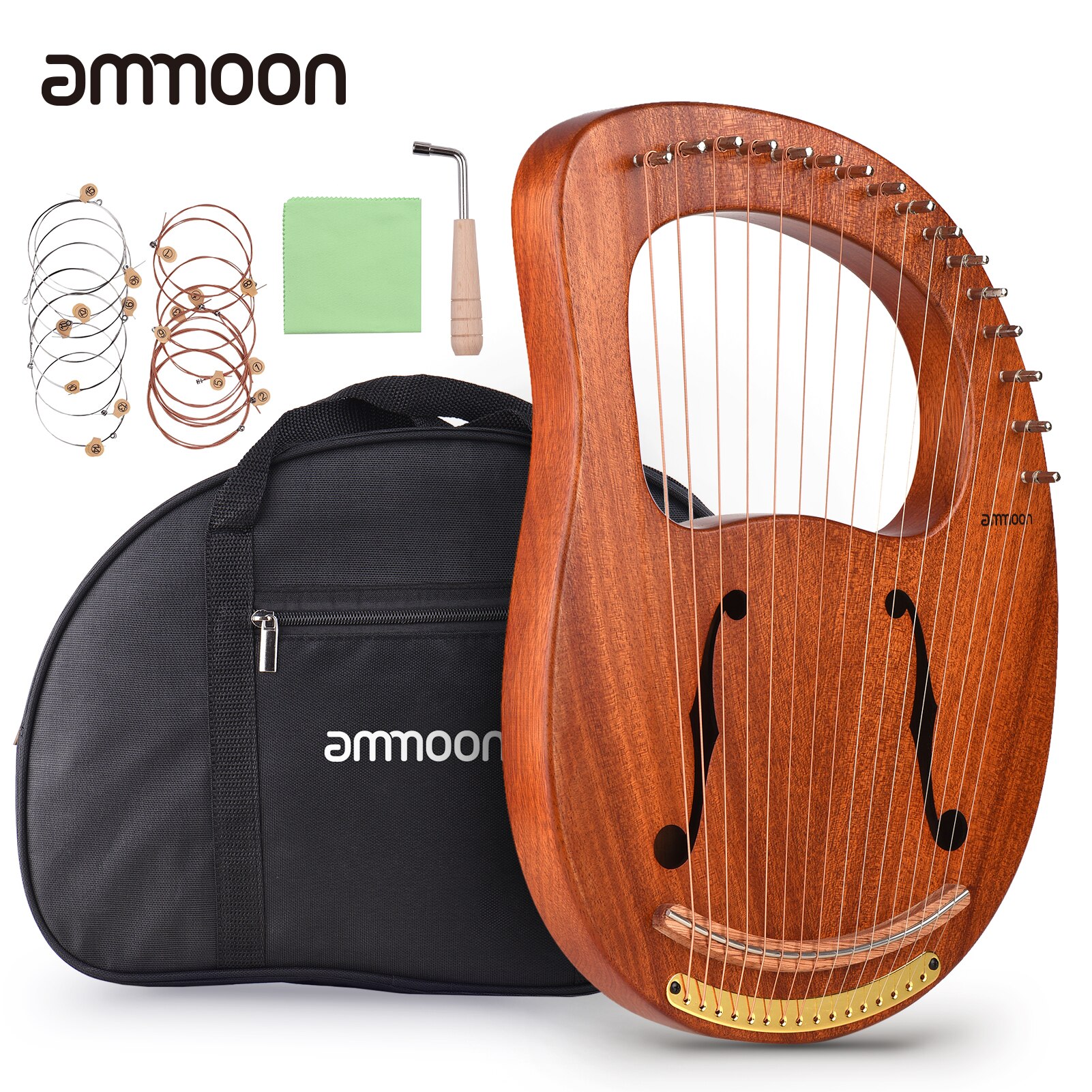 ammoon WH-16 16-String Wooden Lyre Harp Metal Stri... – Vicedeal