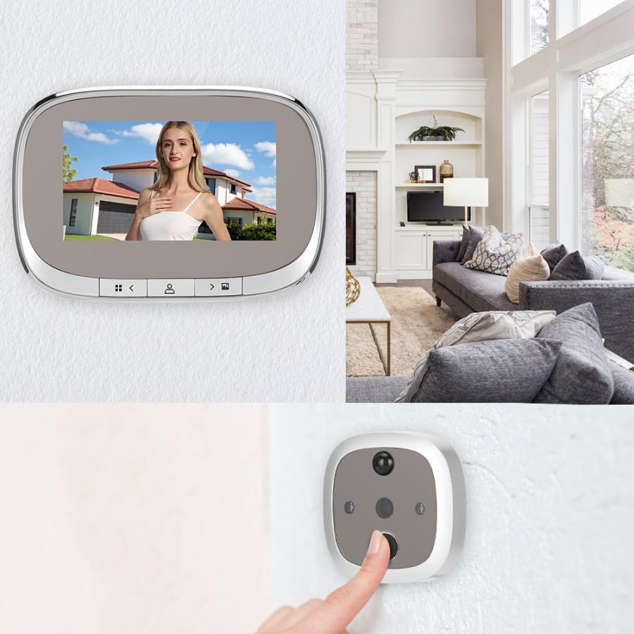4.3 inch 720P Smart Door Viewer Screen Display Doorbell Security Motion ...
