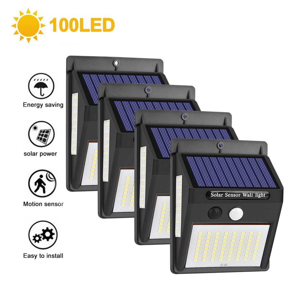 4Pcs 100LED Solar Light Outdoor Solar Lamp Pir Mot... – Grandado