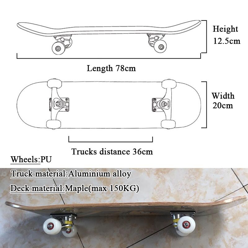 Skateboard Dubbele Rocker Board Maple 4 Wielen Tie... – Vicedeal